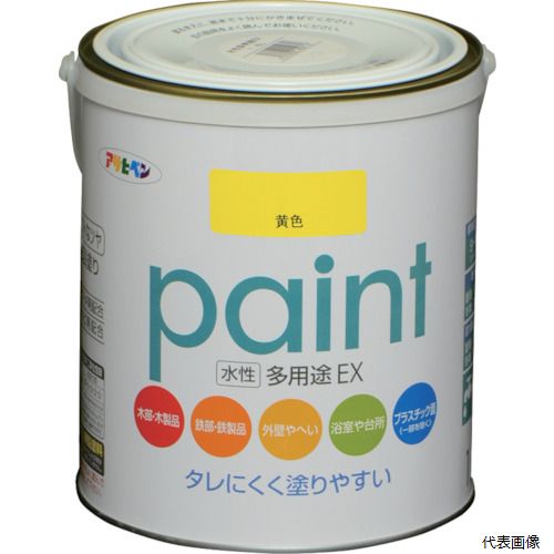 【特長】 ●乾燥がはやく、日光や雨にも強く、ソフトなツヤに仕上がります。 【用途】 ●室内外の木部・鉄部・コンクリートなどに。 【仕様】 ●色：黄色 ●容量(L)：1.6 ●乾燥時間：30分〜1時間(夏期)、2〜3時間(冬期) ●塗布面積：...