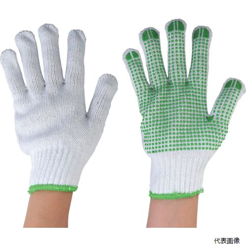 【特長】 ●厚手の手袋に緑粒のすべり止加工、一般作業として広く使われています。 ●手袋には綿も含んでおり汗を吸い取ります。 【用途】 ●運搬作業。 ●土木建築。 ●機械操作。 ●一般作業。 【仕様】 ●色：ホワイト/グリーン ●サイズ：M ...