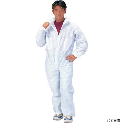 【特長】 ●非常に軽くて動きやすいフード付のつなぎ服タイプです。 ●焼却処分しても有害ガスが発生しません。 【用途】 ●塗装業・粉じん作業・清掃作業。 【仕様】 ●色：ホワイト ●サイズ：M ●適合身長(cm)：160〜170 ●適合胸囲(...