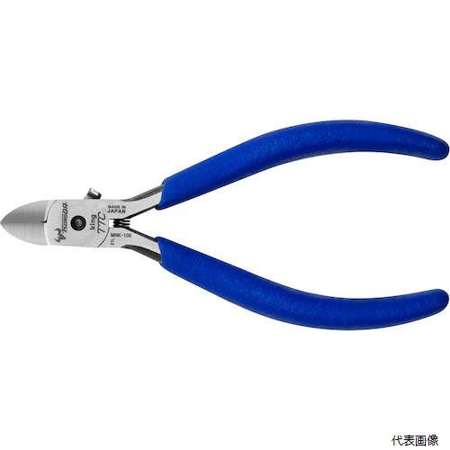 【特長】 ●針金からプラスチックまで切断可能な手のひらサイズのニッパーです。 【仕様】 ●全長(mm)：107 ●刃表面形状：セミフラッシュ刃 ●切断能力(mm)銅線：φ2.0 ●切断能力(mm)軟鉄線：φ1.6 ●セミフラッシュ刃 ●ばね...