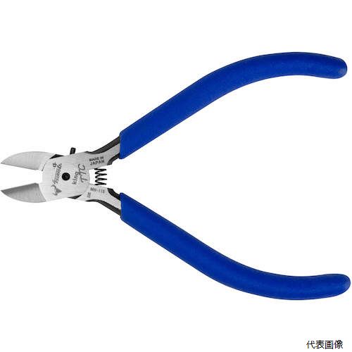 【特長】 ●より線を残さずきれいに切れます。 【用途】 ●より線など細い線材カットに。 【仕様】 ●全長(mm)：117 ●刃表面形状：セミフラッシュ刃 ●切断能力(mm)銅線：φ2.0 ●切断能力(mm)軟鉄線：φ1.2 ●セミフラッシュ...