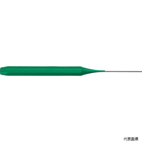 【特長】 ●色ごとにサイズ認識が可能です。 【用途】 ●ピンの抜き差し。 【仕様】 ●全長(mm)：150 ●幅(mm)：10 ●先端径(mm)：2 ●色：緑 ●軸長(mm)：40 ●サイズ(mm)：2 ●八角胴、レインボーパウダーコーティ...