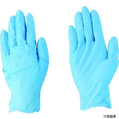 【特長】 ●耐突刺性・耐油性に優れます。 【用途】 ●食品加工、清掃、介護。 【仕様】 ●色：ブルー ●サイズ：S ●全長(cm)：24.0 ●手のひら周り(cm)：17.4 ●中指長さ(cm)：7.1 ●厚さ(mm)：0.09 ●粉(あり...
