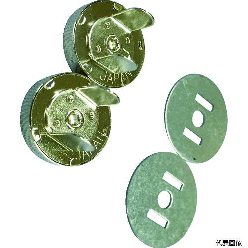 【特長】 ●シートのハトメ部分に磁石を簡単に取り付け可能です。 ●シートへの直接の取付も可能です。 【用途】 ●シートの裾や両端の跳ね返り防止に。 ●サイズ(φ)：18 ●適合ハトメ(#)：28/30 ●ハトメ適応内径(mm)：12〜17 ...