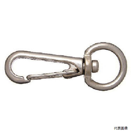 【特長】 ●アイの部分が回転するため、チェインなどがからみません。 【用途】 ●チェインやワイヤーロープの先端金具、連結金具に。 【仕様】 ●使用荷重(kN)：0.04 ●参考使用荷重(kg)：4.0 ●A(mm)：56.0 ●B(mm)：...