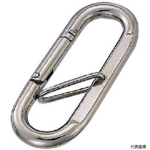 【特長】 ●チェーンの端末金具などに、ワンタッチで付け外しができます。 ●ハズレ止め付ですので、安心です。 【用途】 ●チェーン・ワイヤ・ロープなどの連結や、端末の金具のジョイントに使用。 【仕様】 ●使用荷重(kN)：0.20 ●D(mm...