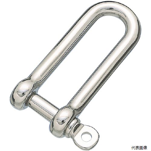 【特長】 ●L寸法が従来のシャックルの2倍の長さなので、用途が広がります。 【用途】 ●チェーン・ワイヤ・ロープ等の連結や、端末の金具のジョイントに使用。 【仕様】 ●ねじ径：M6 ●使用荷重(kN)：1.67 ●B(mm)：12 ●D(m...