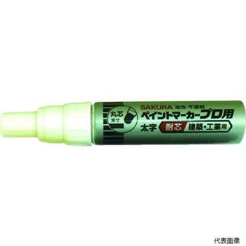 【特長】 ●ペン先が強く、粗い面にも長く書けます。 ●耐水性・耐光性に優れています。 【用途】 ●資材や屋外備品のマーキングに。 ●配管・検査箇所のマーキングに。 【仕様】 ●インク色：白 ●適合温度範囲(℃)：5〜40 ●文字サイズ：太字...