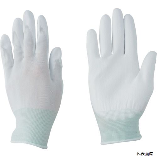 【特長】 ●長繊維ウーリーナイロンを使用していますので、ホコリの発生を抑制します。 ●手のひら部分にウレタン樹脂をコートしています。 【用途】 ●精密機械工業・流通作業。 【仕様】 ●色：ホワイト ●サイズ：M ●ゲージ数：15 ●全長(c...