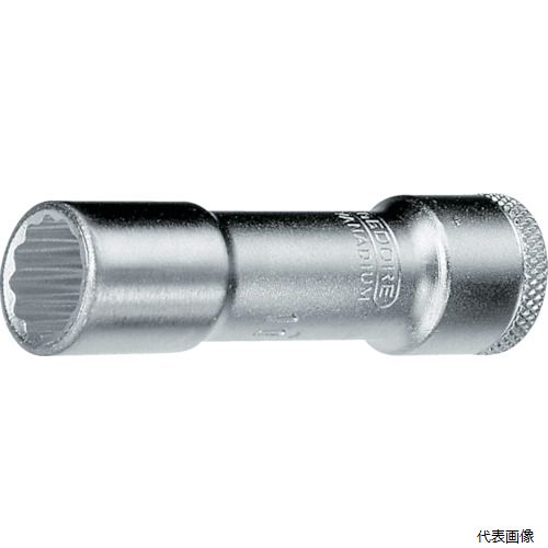 【特長】 ●ローレット加工を施すことで、手から滑り落ちにくいです。 ●ユニットドライブで接触面積を大きくすることで、ボルトが欠けにくいです。 ●ロングタイプです。 【仕様】 ●差込角(mm)：9.5 ●対辺寸法(mm)：12 ●全長(mm)...