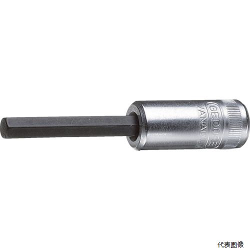 【特長】 ●ローレット加工を施すことで、手回しでも手から滑り落ちにくいです。 ●ラチェットハンドルに差し込んで、六角穴付ボルトの締め付けが素早く行えます。 【仕様】 ●差込角(mm)：9.5 ●対辺寸法(mm)：6 ●ビット長さ(mm)：6...