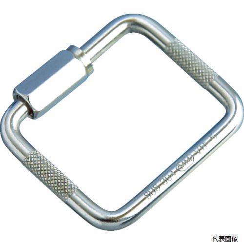 【特長】 ●ナットを回すだけで簡単に開閉出来ます。 ●直線部分に幅のあるベルトを接続出来ます。 【用途】 ●ゴムや繊維等のベルト状の平たい物との連結金具として、また端末の金具のジョイントに。 【仕様】 ●使用荷重(kN)：0.39 ●D(m...