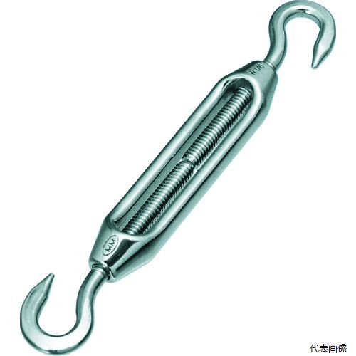 【特長】 ●枠を回転させると、ゆるめたり、締めたりすることができます。 【用途】 ●ワイヤロープの張り具合の調節に。 【仕様】 ●使用荷重(kN)：5.88 ●ねじ径：W5/8 ●L(mm)：250 ●A(mm)：120 ●W(mm)：40...