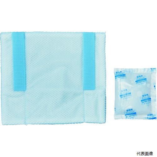 【特長】 ●後頭部を効果的に冷やします。 ●ヘルメットに簡単装着できます。 ●生地に水を含ませて気化熱で冷却可能です。 【仕様】 ●色：ライトブルー ●長さ(mm)：155 ●幅(mm)：175 ●サイズ(mm)：175×155 【材質／仕...
