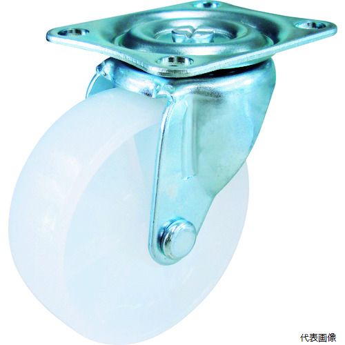 【特長】 ●走行性、耐荷重性を備えた小型キャスターです。 【用途】 ●事務機器や家具、運搬車や軽量ラック等、幅広い用途に。 【仕様】 ●許容荷重(daN)：65 ●許容荷重(kgf)：66.3 ●車輪径D(mm)：75 ●車輪幅(mm)：2...