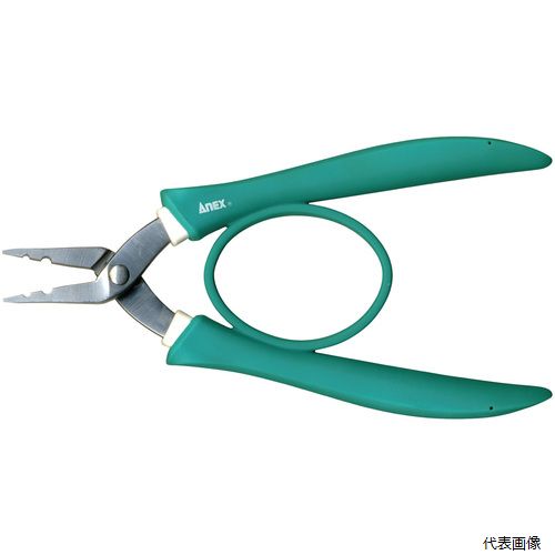 【特長】 ●グリップ部には手にやさしいエラストマー樹脂を使用し、柔らかな感触での開閉を実現しています。 ●革紐などの留め金具をかしめることができる専用工具です。 【仕様】 ●全長(mm)：160 ●落下防止用ひも取付穴：なし ●先端部ギザな...