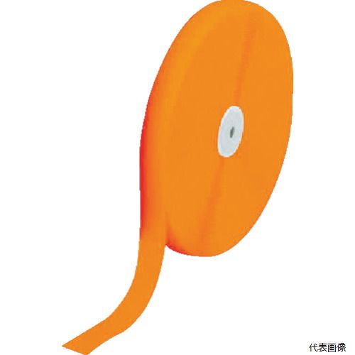 【特長】 ●繊維製品なので軽く、お好みのサイズにカットでき、縫製取付や加工が容易にできます。 【用途】 ●さまざまな商品の固定に。 【仕様】 ●色：蛍光オレンジ ●幅(mm)：50 ●長さ(m)：25 ●厚さ(mm)：2.5 ●縫製取付タイ...