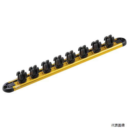 【特長】 ●樹脂製のクリップでソケットを固定するソケットホルダー。 ●インパクトレンチ用ソケットのピン・リングを装着した状態で着脱可能。 ●差込角別に異なるレールカラーで、ソケットの識別が容易。 ●レールサイズは共通のため、クリップを入れ替...