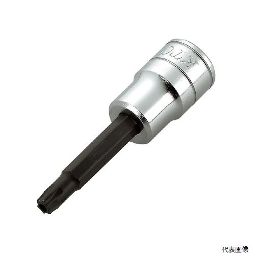 【特長】 ●ビットの交換が可能です。 ●差込角9.5sq.のT型いじり止めトルクスビットソケットです。 【仕様】 ●差込角(sq.)：9.5 ●呼び：T40 ●ソケット部外径(D；mm)：18.5 ●全長(L；mm)：71 ●軸長(l；mm...