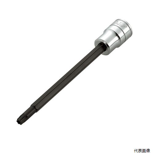 【特長】 ●ビットの交換が可能です。 ●差込角9.5sq.のロングT型いじり止めトルクスビットソケットです。 【仕様】 ●差込角(sq.)：9.5 ●呼び：T30 ●ソケット部外径(D；mm)：17 ●全長(L；mm)：128 ●軸長(l；...