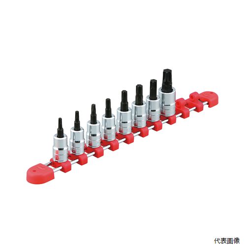 【特長】 ●ビットの交換が可能です。 ●差込角9.5sq.のショートT型トルクスビットソケット8コ組セットです。 【仕様】 ●差込角(sq.)：9.5 ●重量(g)：610 【セット内容/付属品】 ショートT型トルクスビットソケット(BT3...