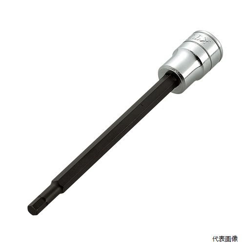 【特長】 ●ロングタイプのビットソケットです。 ●ビットの交換が可能です。 ●差込角9.5sq.のロングヘキサゴンビットソケットです。 【仕様】 ●差込角(sq.)：9.5 ●サイズ(S；mm)：5 ●外径(D；mm)：17 ●全長(L；m...
