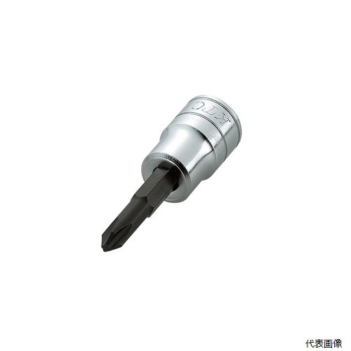 【特長】 ●ビットの交換が可能です。 ●差込角9.5sq.のクロスビットソケットです。 【仕様】 ●差込角(sq.)：9.5 ●番手：No.2 ●ソケット差込部外径(D；mm)：17 ●全長(L；mm)：66 ●軸長(l；mm)：37 ●質...