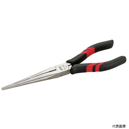 【特長】 ●ロングノーズタイプのラジオペンチです。 【仕様】 ●軟線切断能力(mm)：φ2.0 ●硬線切断能力(mm)：φ1.6 ●全長(L；mm)：200 ●寸法l(mm)：89 ●寸法W1(mm)：16 ●寸法W2(mm)：54 ●寸法...