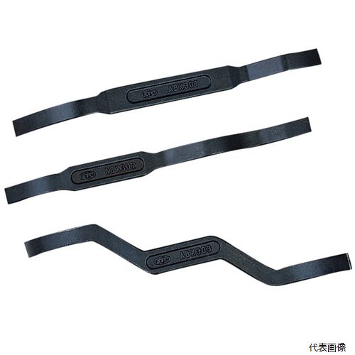 【特長】 ●ドラムブレーキのブレーキ調整(ドラムとシューのクリアランス調整)に使用する専用工具です。 ●多彩な形状により、今まで届かなかったシューアジャスター調整が簡単に行えます。 ●一本で2種類のアール形状が使用できますので、適用範囲が拡...