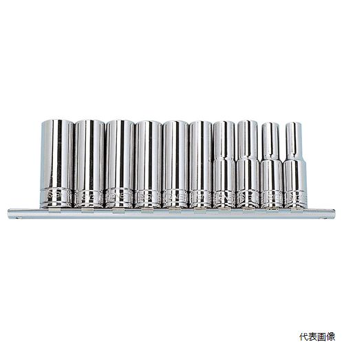 【特長】 ●ミラー仕上げのメッキが美しいディープソケットセット。 ●ボルトの貫通したナットや、奥まった所での作業に最適。 ●ボルト・ナットを傷めにくい面接触タイプ。 ●6角タイプ。 ●ソケットホルダー付き。 【仕様】 ●差込角(SQ)：1/...