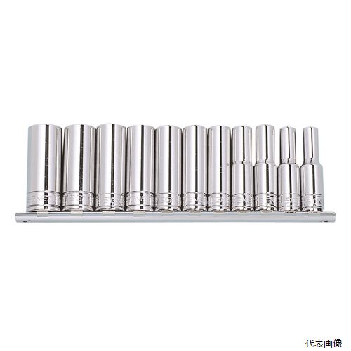 【特長】 ●ミラー仕上げのメッキが美しいディープソケットセット。 ●ボルト・ナットを傷めにくい面接触タイプ。 ●6角タイプ。 ●ソケットホルダー付き。 【仕様】 ●差込角(SQ)：3/8 【用途】 ●ボルトの貫通したナットや、奥まった所での...