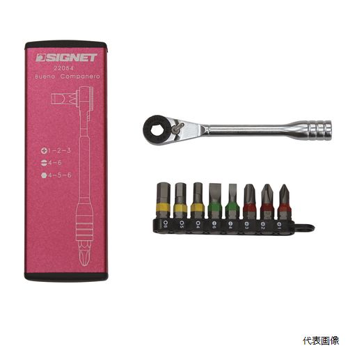 【特長】 ●DIYや自転車の車載工具にも最適。 ●ミニラチェットセットがポップなカラーで登場。 ●手の平に収まるコンパクトサイズ。 ●柄部分にもビット装着可能。 【仕様】 ●ケースカラー：ピンク ●ミニラチェット全長(mm)：93 ●ヘッド...