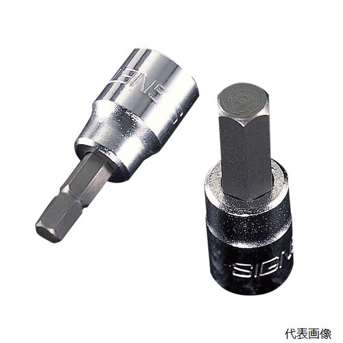 【特長】 ●6角キャップスクリュー用のビットソケット。 【仕様】 ●差込角(SQ)：3/8 ●サイズ(inch)：1/4 ●全長(L1；mm)：49.5 ●軸長(L2；mm)：24 ●外径(D；mm)：17.5? ●質量(g)：37.5 【...