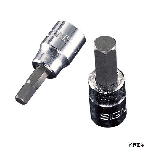 【特長】 ●6角キャップスクリュー用のビットソケット。 【仕様】 ●差込角(SQ)：3/8 ●サイズ(mm)：6.0 ●全長(L1；mm)：49 ●軸長(L2；mm)：23 ●外径(D；mm)：17.5? ●質量(g)：37.5 【入数】 ...