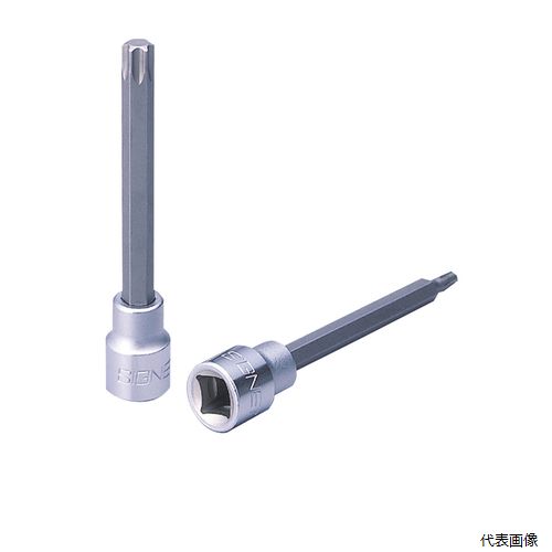 【特長】 ●ヘクスローブネジ用T型ロングビットソケット。 【仕様】 ●差込角(SQ)：3/8 ●サイズ：T15 ●先端部外径(mm)：3.26 ●対応ねじサイズ(mm)：M3.5・4 ●全長(L1；mm)：100 ●軸長(L2；mm)：75...