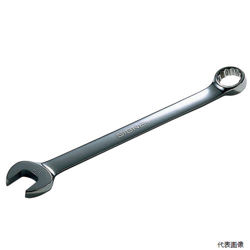 【特長】 ●ミラー仕上げのメッキが美しいコンビネーションレンチ。 【仕様】 ●メガネ部オフセット角(°)：15 ●サイズ(inch)：11/32 ●全長(L；mm)：150 ●スパナ部幅(B；mm)：19.0 ●メガネ部幅(D；mm)：15...