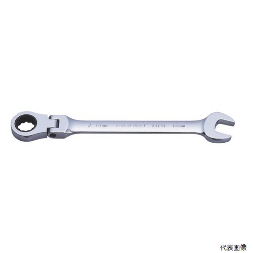 【特長】 ●首振り式のヘッドを採用し、自由なオフセット角での作業が可能。 ●ボディーサイドは滑り止め加工済み。 ●ミラー仕上げ。 【仕様】 ●ギア数：72 ●サイズ(mm)：18 ●全長(L；mm)：237 ●スパナ部幅(B；mm)：41....