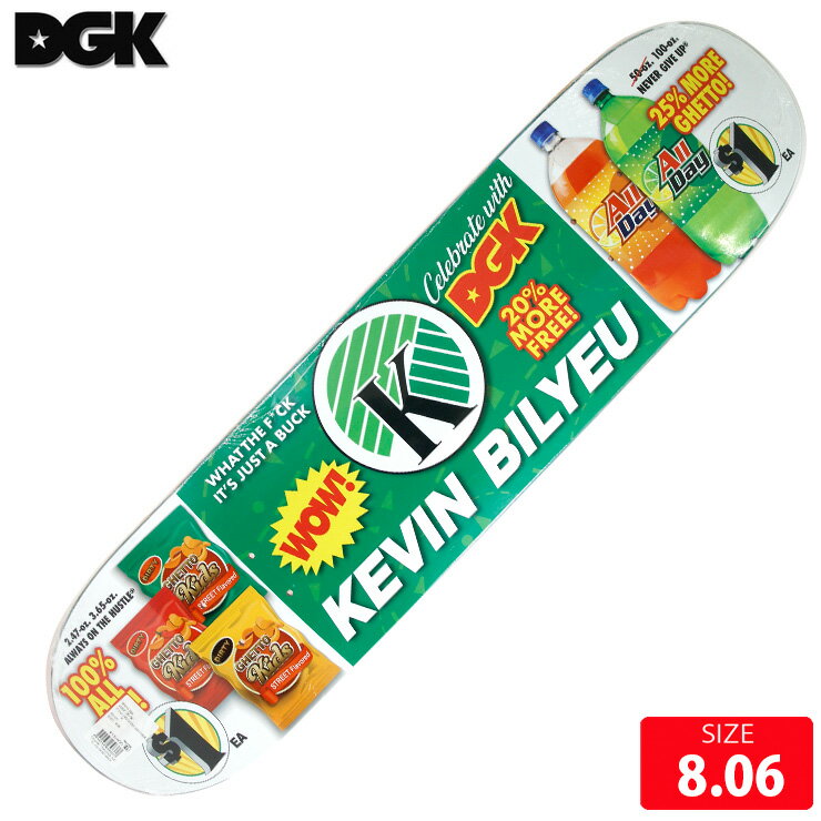 BRAND:DGK/ディージーケーMODEL:PRO DECK JUST A BUCK■SIZE 8.06コンケーブ:やや強め キック:やや強め長さ 80.5cm 幅 20.2cm ノーズ 18cm テール 17cm ホイルベース 36.7...