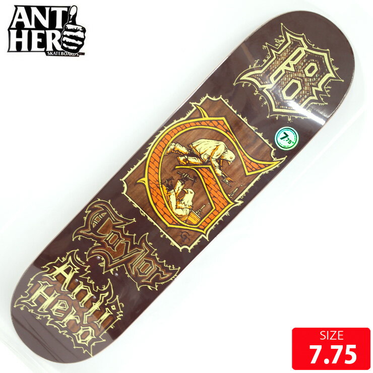 ■BRAND:ANTIHERO/アンチヒロー■MODEL:G.TAYLOR MEDIEVAL■サイズ 7.75■長さ 74.7cm 幅 19.6cm ノーズ 16.6cm テール 15.9cm ホイルベース 33cm選べるグリップテープ付き...