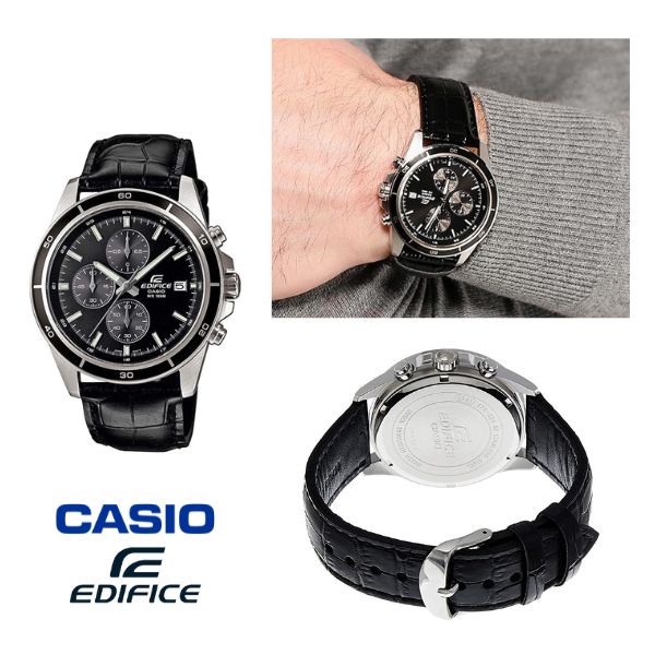 【ブランド】CASIO EDIFICE 【品番】EFR-526L-1A 【サイズ】ケース：約48.5×43.8×11.6mm 【素材】ステンレス レザー 【仕様】10気圧防水 　　　　クォーツ 　　　　カレンダー 　　　　クロノグラフ 【付...