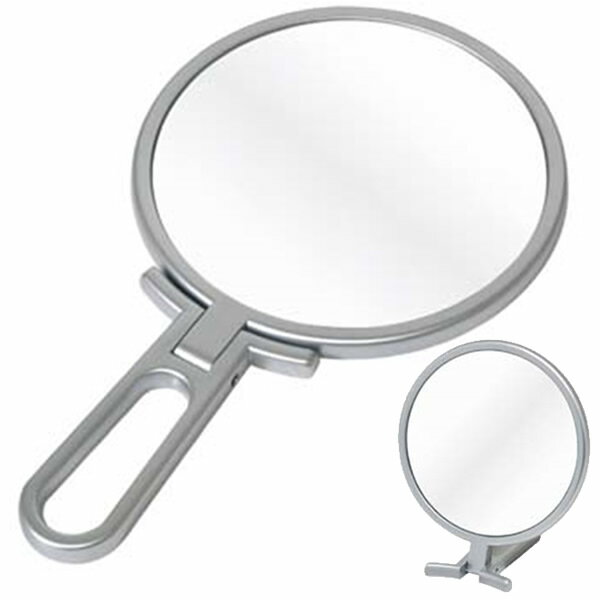 立てられる手鏡折り立てればスタンドミラーに、伸ばせばハンド鏡になる、スタイリッシュな丸型ミラー。スタンド部分はコンパクトなので、置き場所を取りません。どんな部屋にもなじみやすい上品なシルバーフレーム。卓上鏡として使用する場合、鏡面の角度が変...