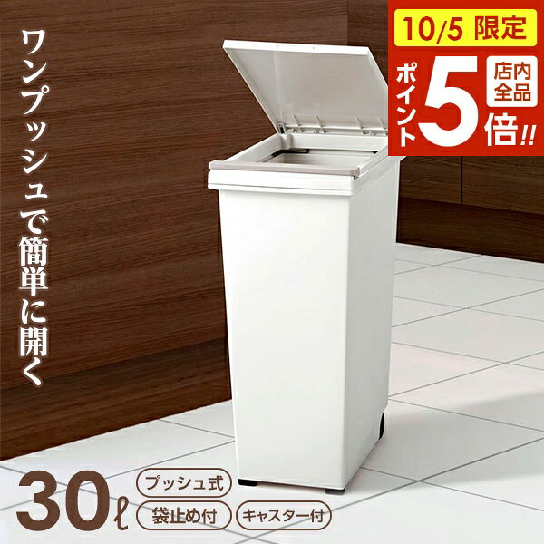 片手でオープン、ワンプッシュ指で押すだけ簡単オープン蓋がうれしい、プラスチック製ダストボックス。フタは片手で簡単に開けられる、ワンプッシュオープン式。すっきりしたシンプルなデザインでキッチンに馴染みます。本体前面底部にはキズ防止脚付きなので...