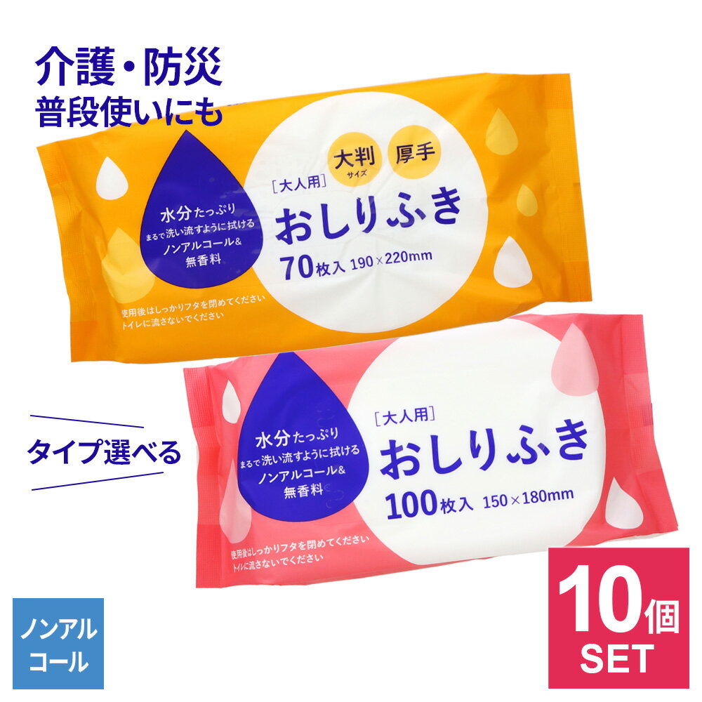 大人のおむつ替えにまるで洗い流すように拭ける、大人用のおしりふき【10個セット】。いつものおむつ替えの時にいつものオムツを替えるときの仕上げにひと拭き。肌を清潔に保ちます。入浴できないときに入浴できないときや災害時の避難生活時に、体の汗や汚...
