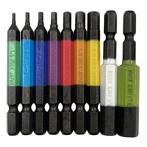 軸長65mmマルチカラー/サイズ:1.5、2、2.5、3、4、5、6、8、10/ACHX9-65L・Size:サイズ:1.5、2、2.5、3、4、5、6、8、10Style:軸長65mm・パッケージ個数:1・色で先端サイズの見分けが簡単・六...
