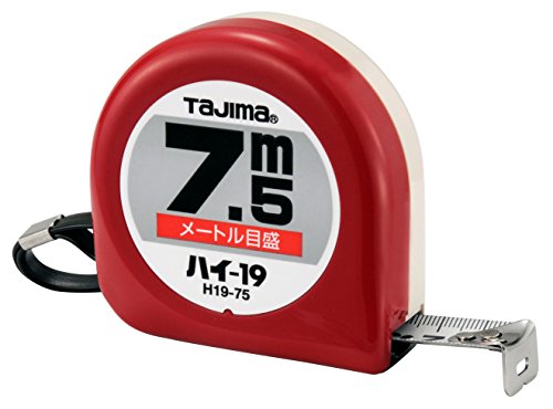 幅19mmレッド/7.5m/H1975BL・Size:7.5mStyle:幅19mm・パッケージ個数:1・●移動爪●フリータイプ●JIS1級●片面目盛(テープ幅13・16mm) 両面目盛(テープ幅19mm以上)●455mmピッチ表示:あり(...