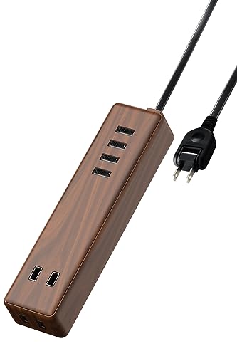 (1) 電源タップ単品ウォールナット/USB-A×4 & 2個口/ECT-0415W・Color:ウォールナットSize:USB-A×4 & 2個口Style:(1) 電源タップ単品・パッケージ個数:1・2つのAC差込口と4つのUSBポート...