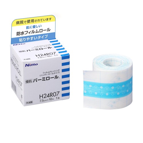 肌に優しい 水蒸気透過性にすぐれた、むれにくく、肌に優しい防水フィルムロールです。「優肌ゲル粘着剤」は、軟らかく皮膚になじみやすいので、角質層を傷つけず優しくはがすことができます。 使いやすいロールタイプで必要な長さに切って使うことができま...