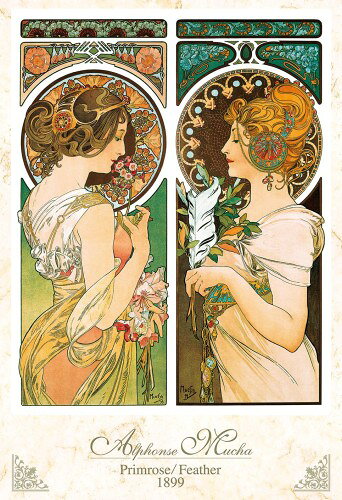 Feather,1899(colour litho),Mucha,Alphonse Marie(1860-1939)/Mucha Trust/The Bridgeman Art Library/amanaimages 完成サイズ:26x38cm