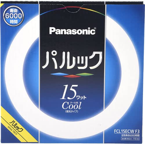 長寿命で明るいパルック蛍光灯　15W相当 クール色　ランプ電力15W　全光束770lm 色温度7200K　定格寿命6000時間　口金G10q