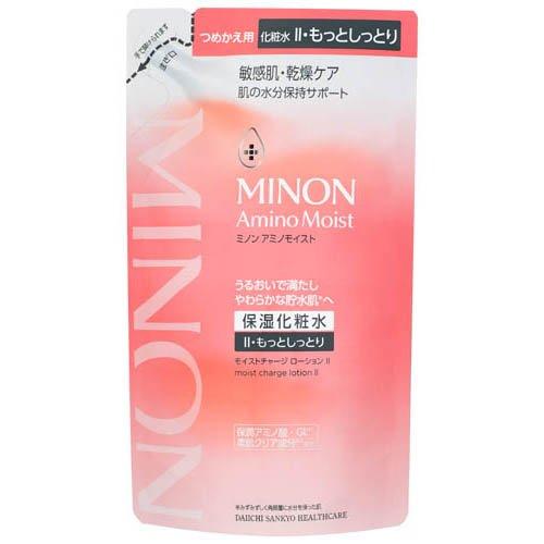 【ミノンアミノモイストモイストチャージローションIIもっとしっとりタイプつめかえ用の商品詳細】 ●とろりとした使い心地で、リッチなうるおい ●保湿化粧水(もっとしっとりタイプ) ●みずみずしく角質層に水分を保ちます。 ●うるおいで満たし、キ...